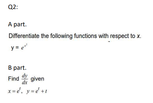 Solved A part. Differentiate the following functions with | Chegg.com Solved A part. Differentiate the following functions with | Chegg.com