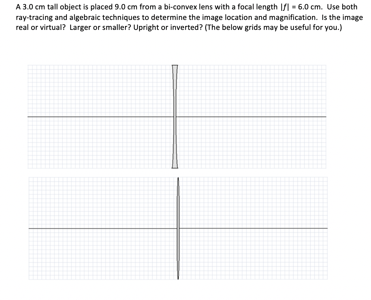 Solved A 3.0 cm tall object is placed 9.0 cm from a | Chegg.com