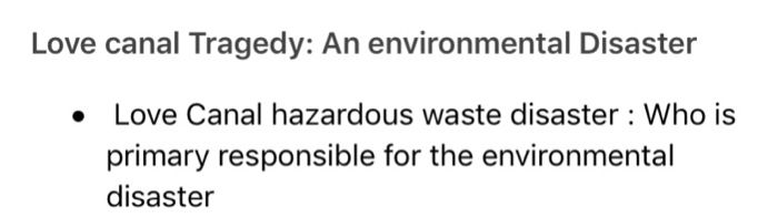 Solved Love canal Tragedy: An environmental Disaster Love | Chegg.com