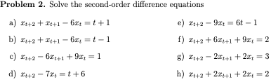 Solved Problem 2. ﻿Solve the second-order difference | Chegg.com