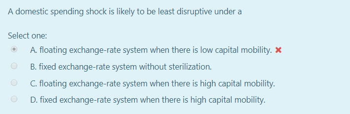 Solved A domestic spending shock is likely to be least | Chegg.com