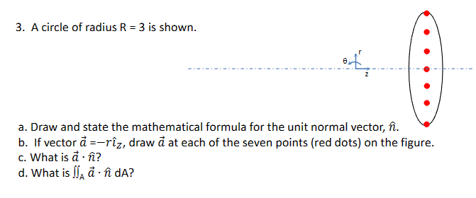 Solved A circle of radius R=3 ﻿is shown. a. ﻿Draw and state | Chegg.com