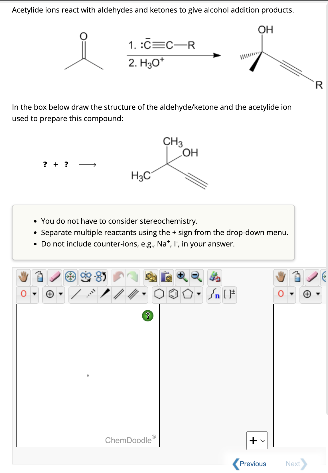 Solved Acetylide ions react with aldehydes and ketones to | Chegg.com