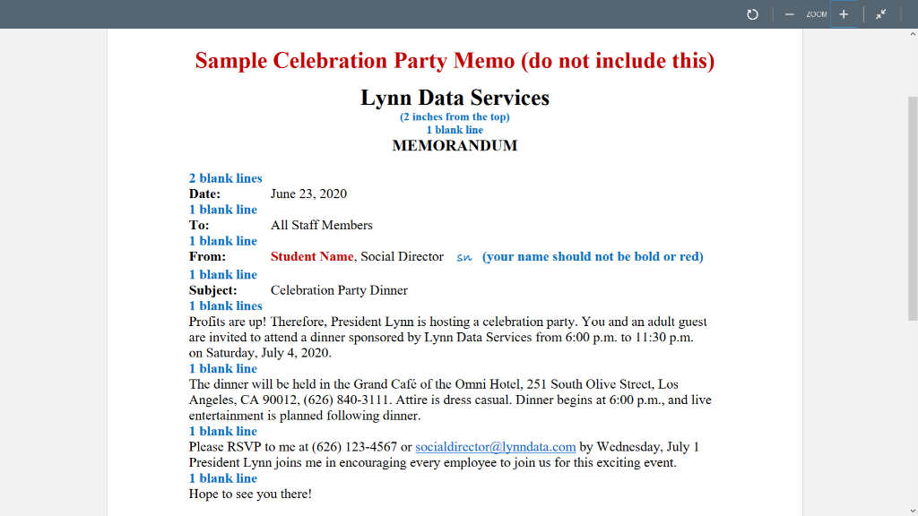 Write and submit a Party memorandum, using correct | Chegg.com