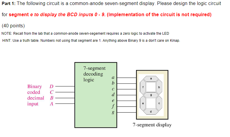 Solved Part 1: The following circuit is a common-anode | Chegg.com