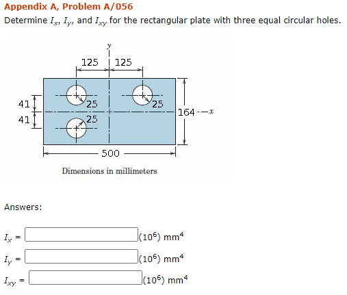 Solved Appendix A, Problem A/056 Determine Ix, Iy, and Ixy | Chegg.com