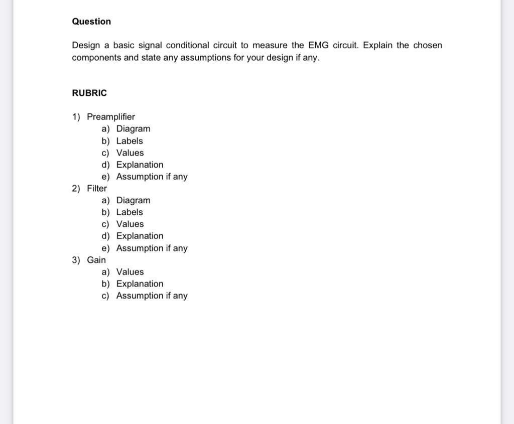 Solved Question Design a basic signal conditional circuit to | Chegg.com