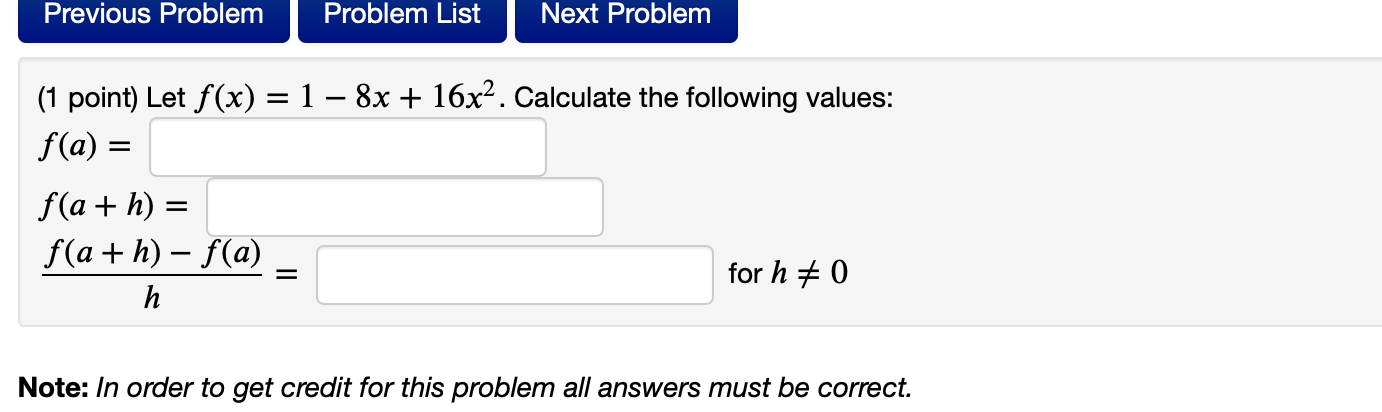 Solved Previous Problem Problem List Next Problem (1 point) | Chegg.com