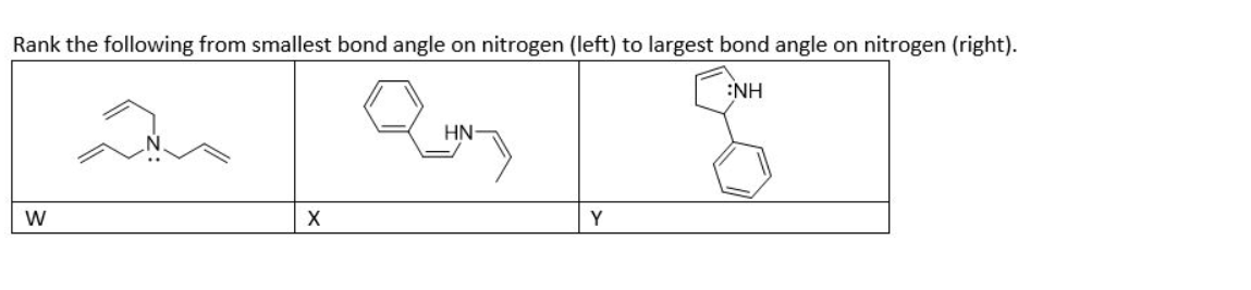 Solved Rank the following from smallest bond angle on | Chegg.com