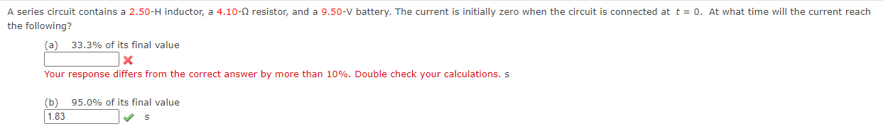 Solved the following? (a) 33.3% of its final value Your | Chegg.com