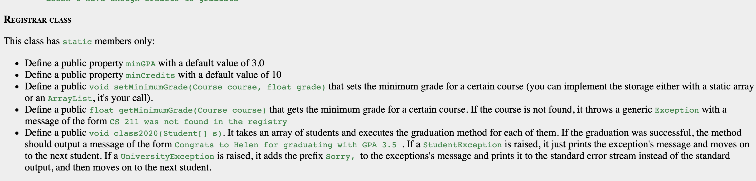 Solved STUDENTEXCEPTION CLASS Making an exception class is | Chegg.com