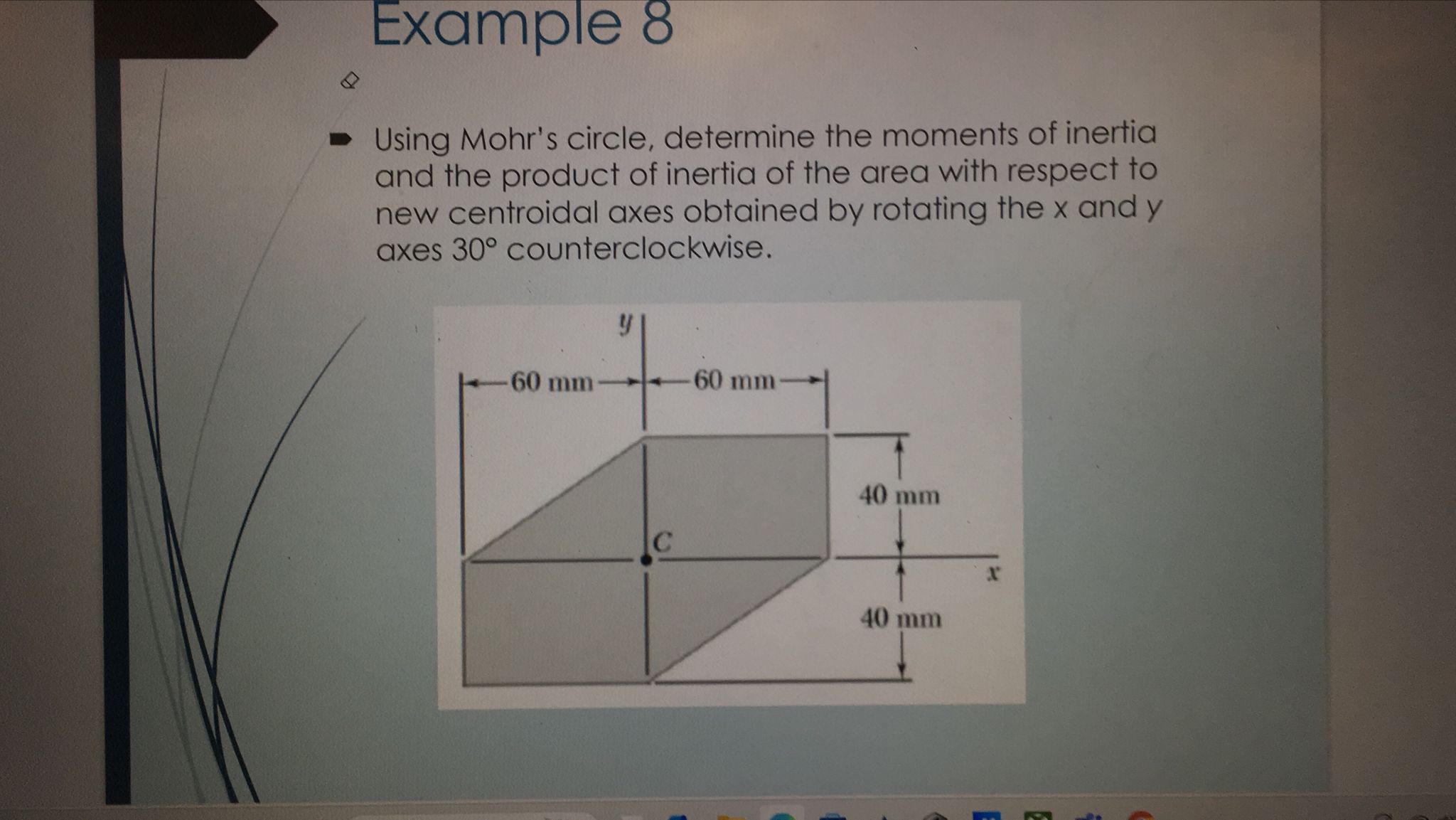 Solved ExampleUsing Mohr's circle, determine the moments of | Chegg.com