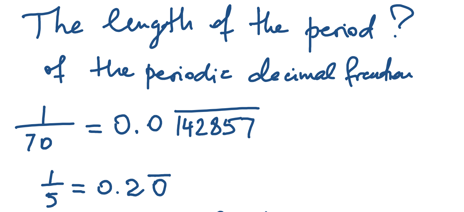 Solved The length of the period? of the periodic decimal | Chegg.com