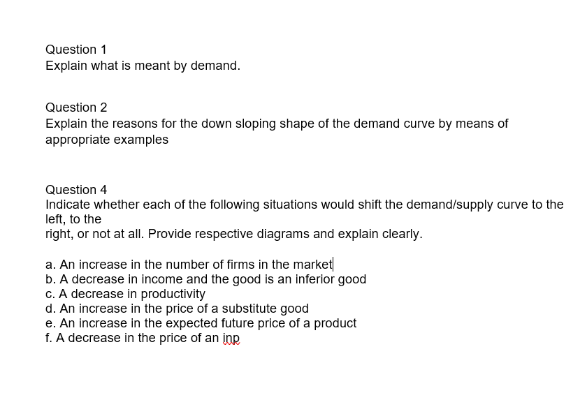 Solved Question 1 Explain what is meant by demand. Question | Chegg.com