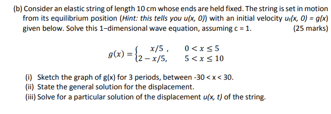 Solved (b) Consider an elastic string of length 10 cm whose | Chegg.com