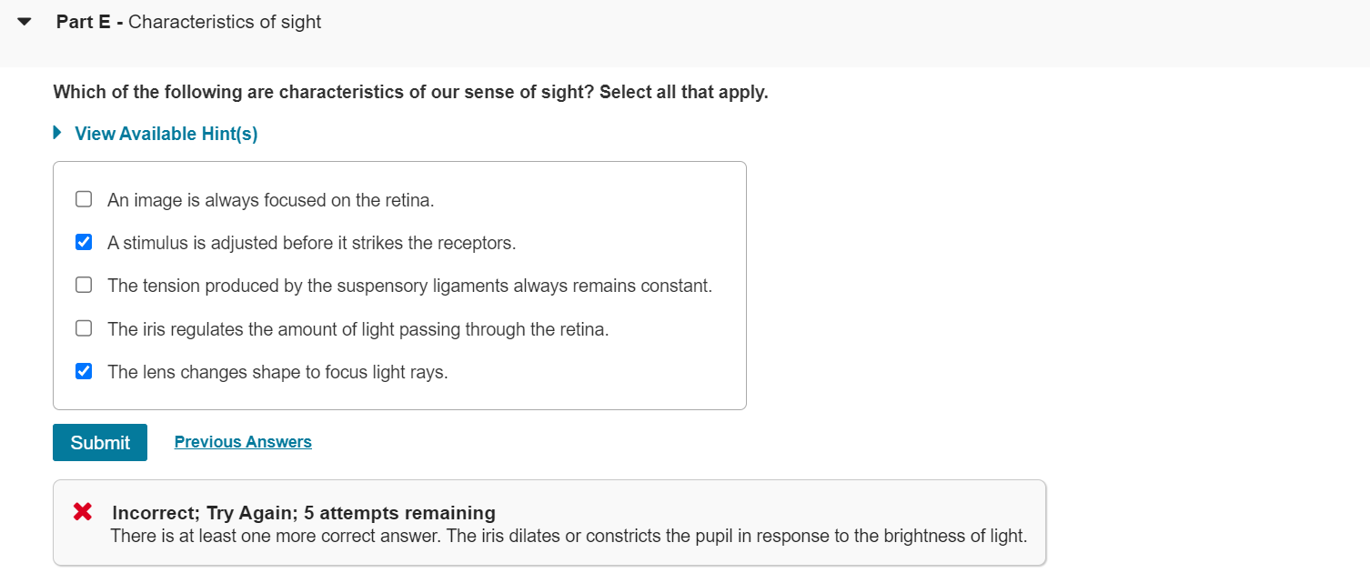 Solved Part E - Characteristics of sightWhich of the | Chegg.com Solved Part E - Characteristics of sightWhich of the | Chegg.com