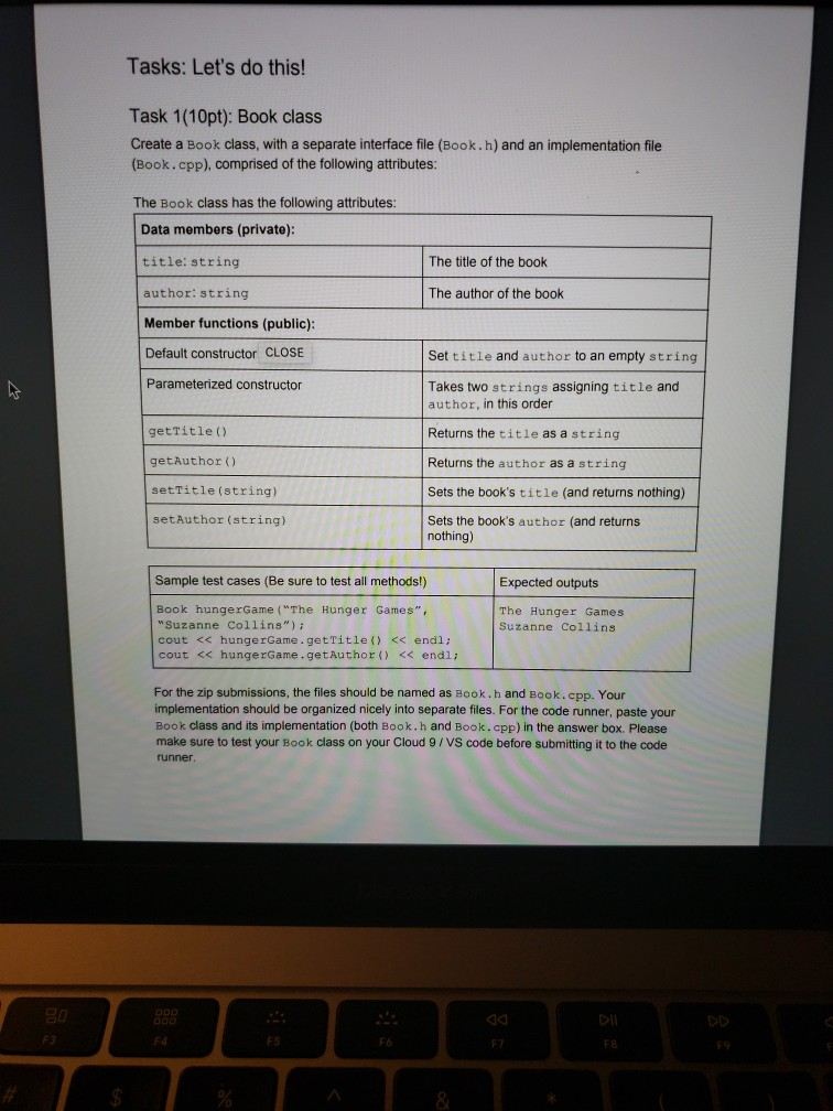Solved Tasks: Let's do this! Task 1(10pt): Book class Create | Chegg.com