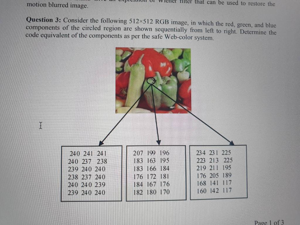 Solved motion blurred image. Question 3: Consider the | Chegg.com