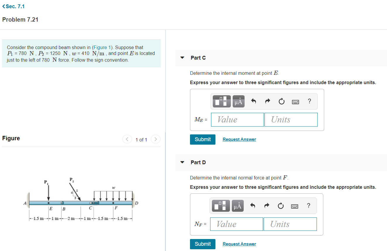 Solved Submit Request Answer Part B Determine the internal | Chegg.com