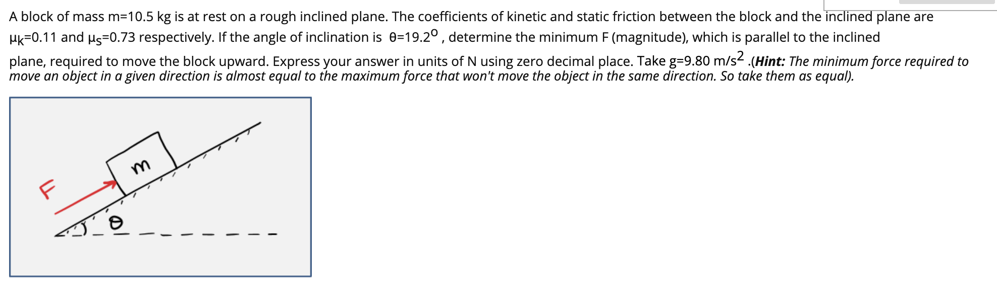 Solved A block of mass m=10.5 kg is at rest on a rough | Chegg.com
