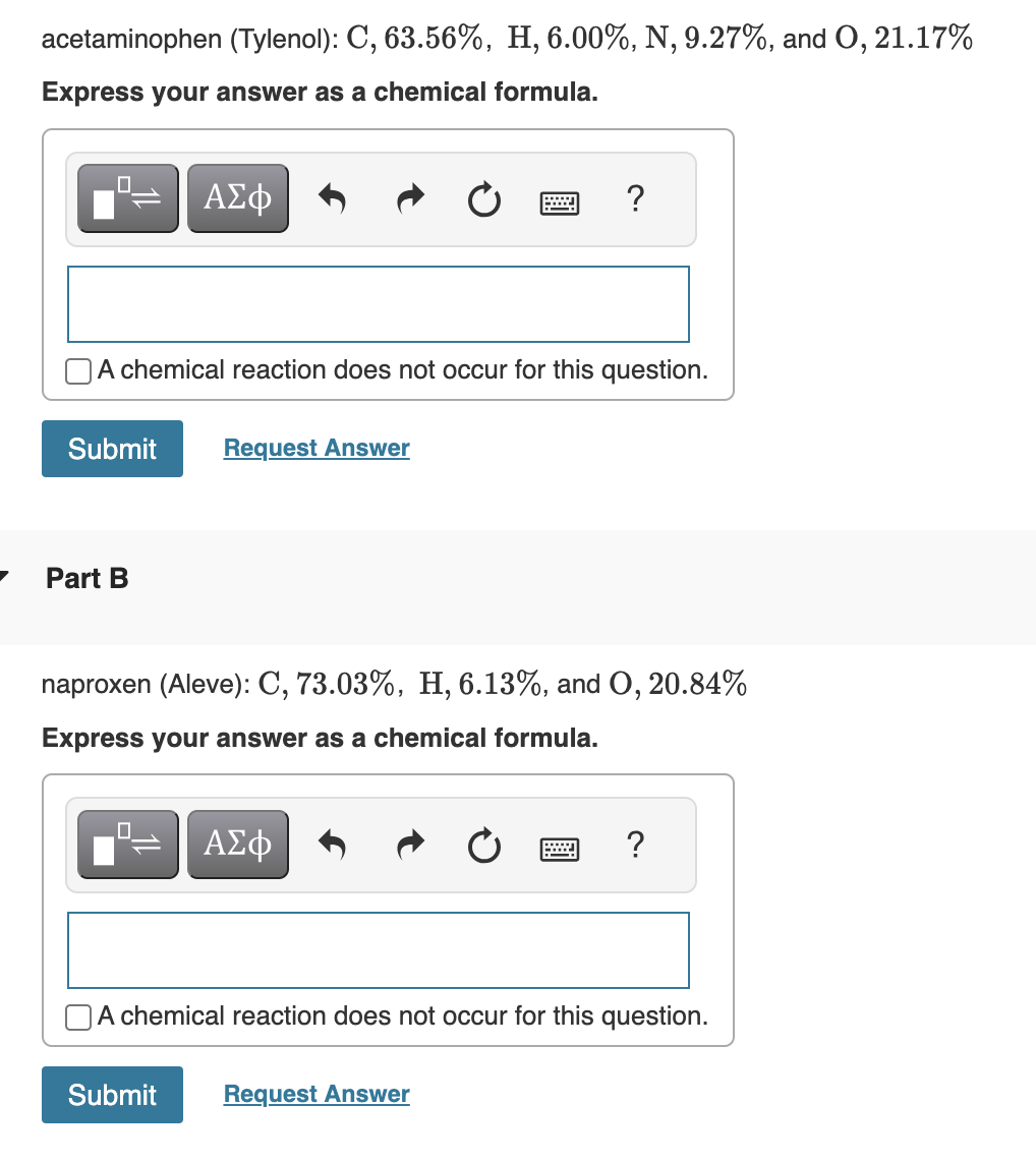 Solved acetaminophen (Tylenol): C, 63.56%,H,6.00%, N,9.27%, | Chegg.com