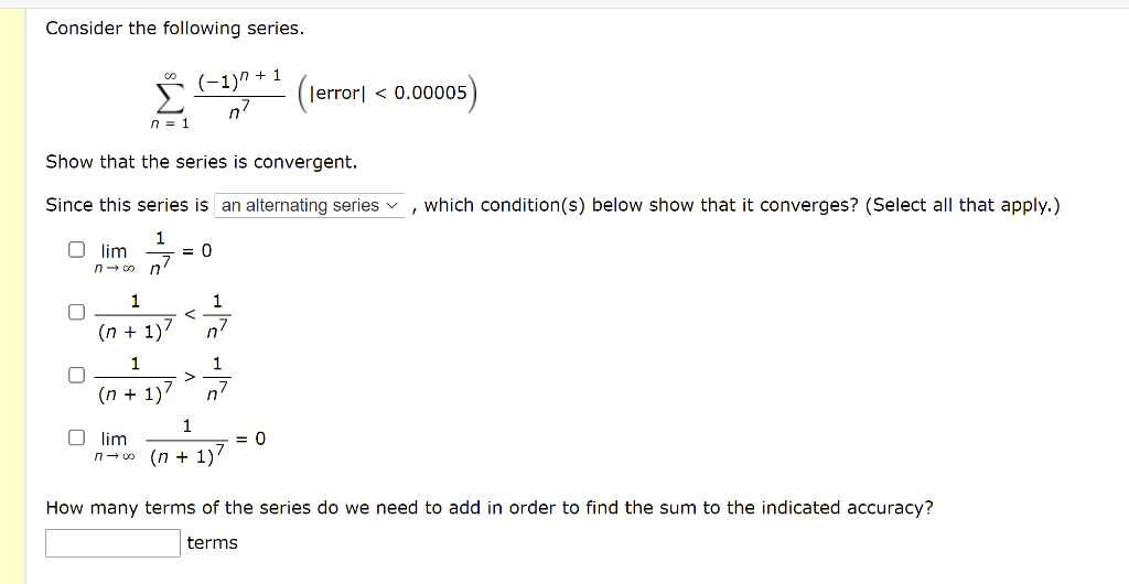 Solved Consider the following series. (-1) + 1 [error]