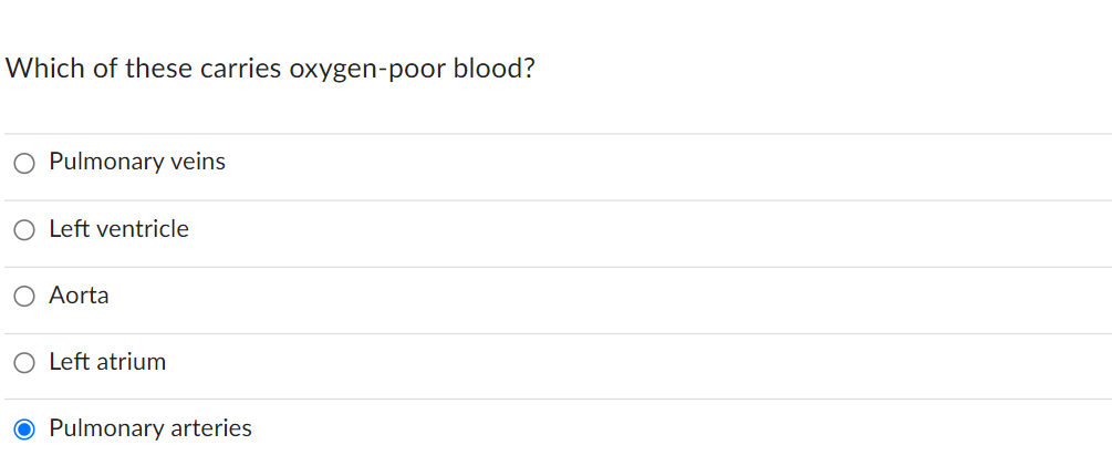 Solved Which of these carries oxygen-poor blood?Pulmonary | Chegg.com
