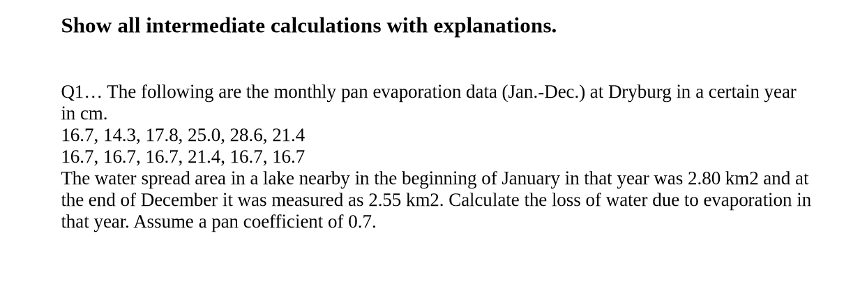 Solved Show all intermediate calculations with explanations. | Chegg.com