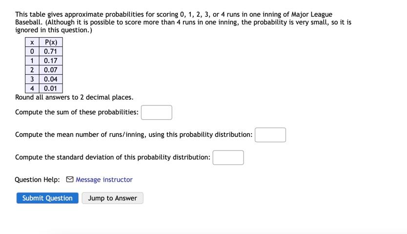 Solved This table gives approximate probabilities for | Chegg.com