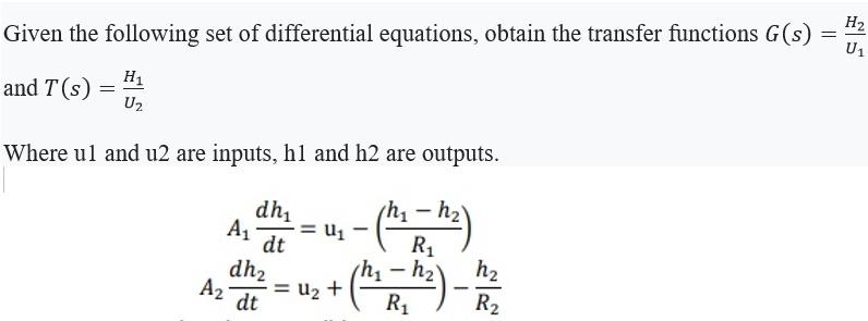 Solved Given the following set of differential equations, | Chegg.com
