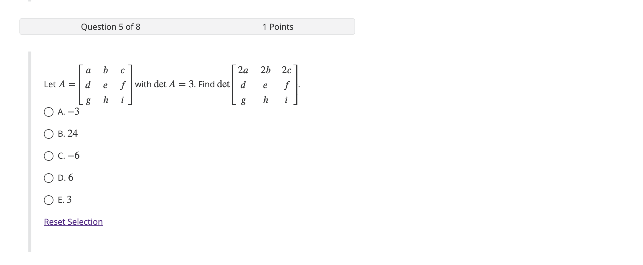 Solved Let A=[abcdefghi] ﻿with detA=3. ﻿Find | Chegg.com