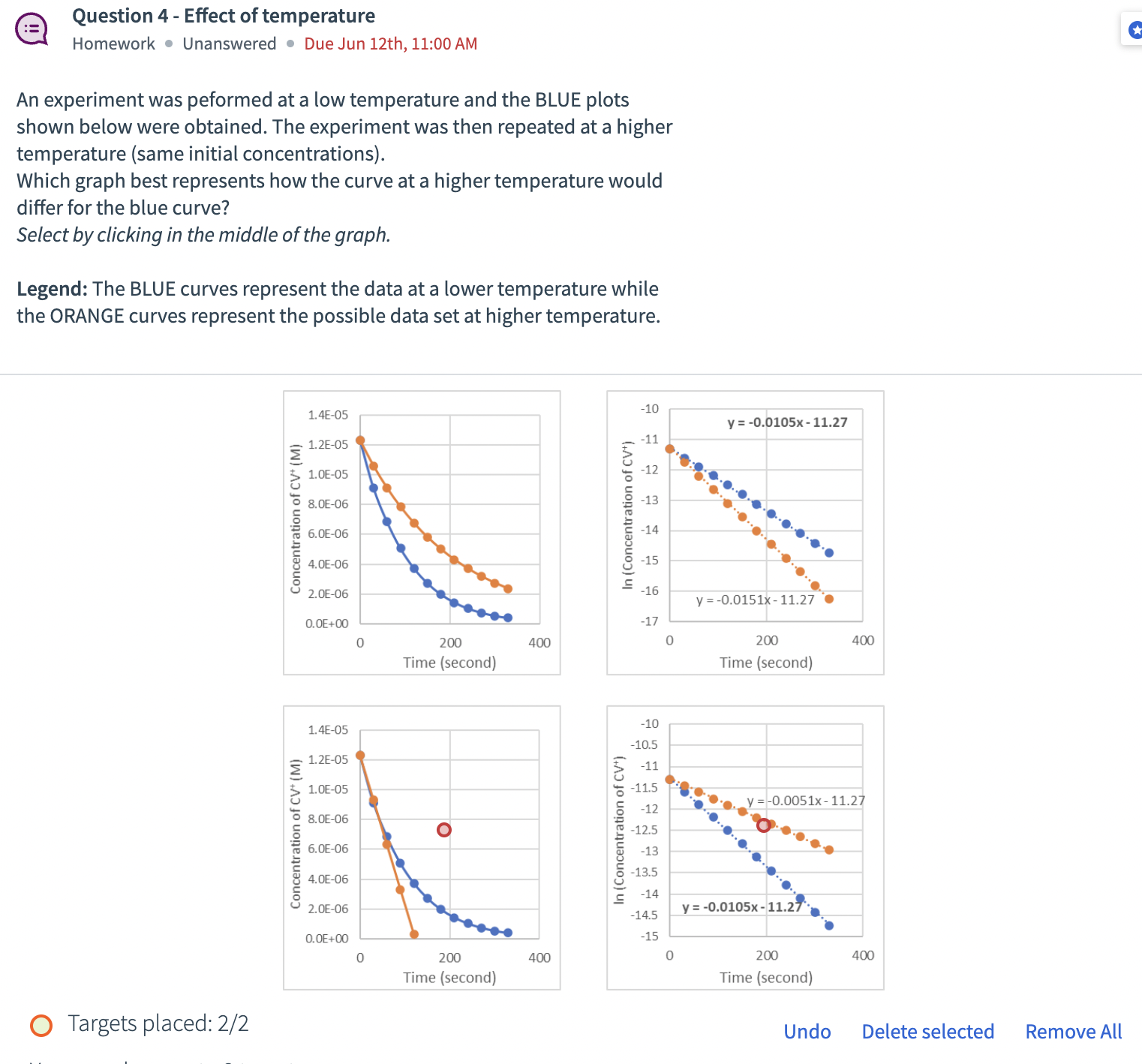 Solved An experiment was peformed at a low temperature and | Chegg.com