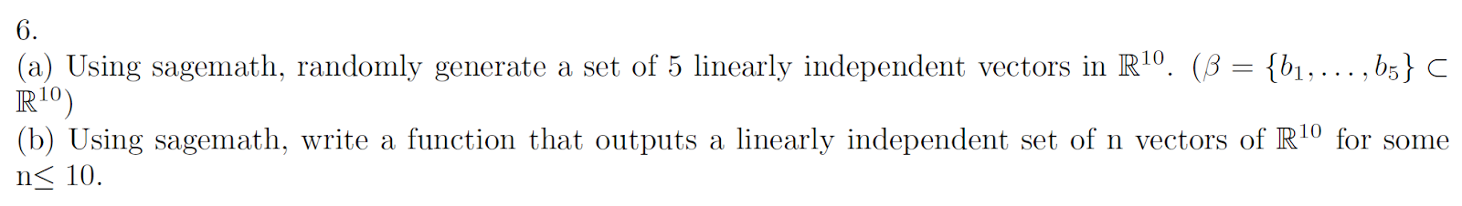 6. (a) Using sagemath, randomly generate a set of 5 | Chegg.com