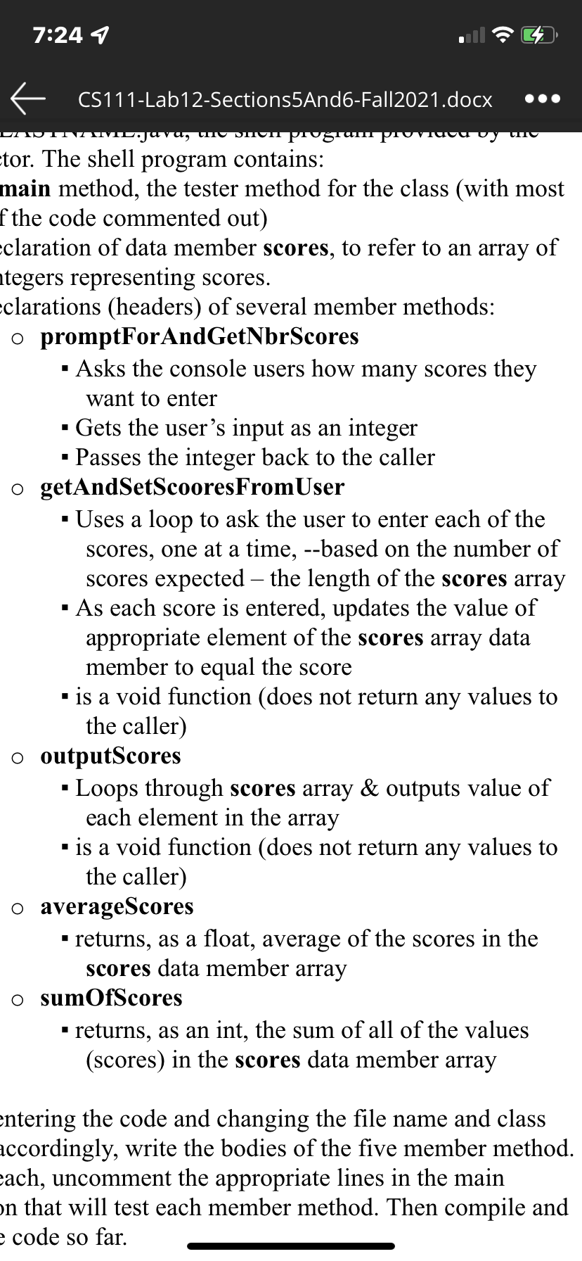 Solved 7:24 7 000 1 k CS111-Lab12-Sections5And6-Fal | Chegg.com