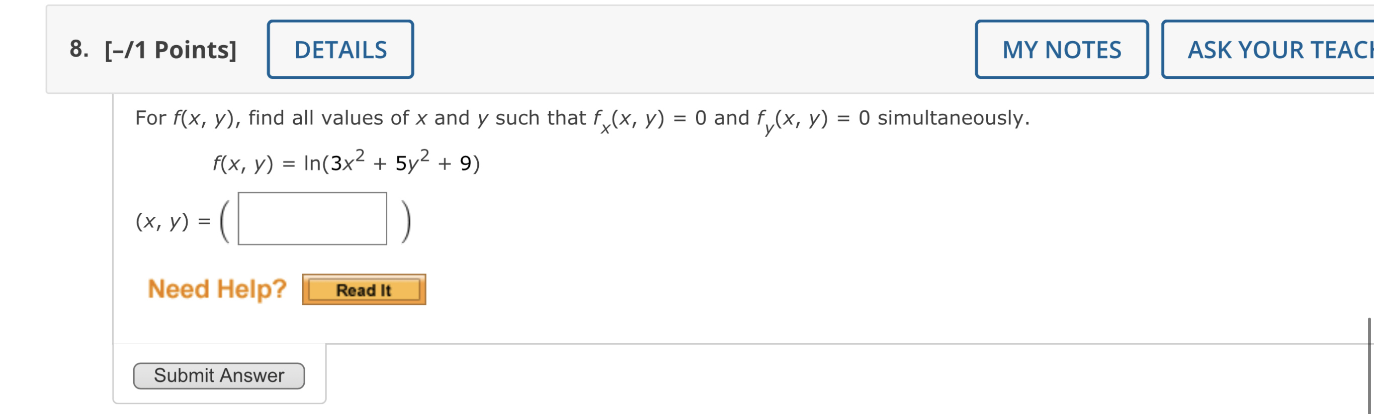 Solved y), find all values of x and y such that fx(x,y)=0 | Chegg.com