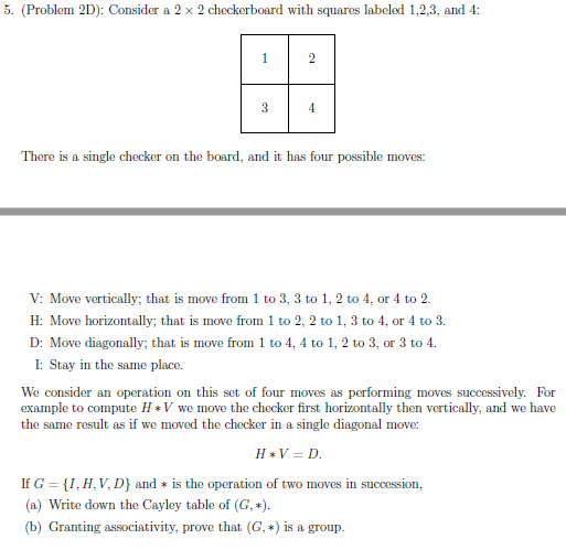 Solved 5. (Problem 2D): Consider a 2 x 2 checkerboard with | Chegg.com