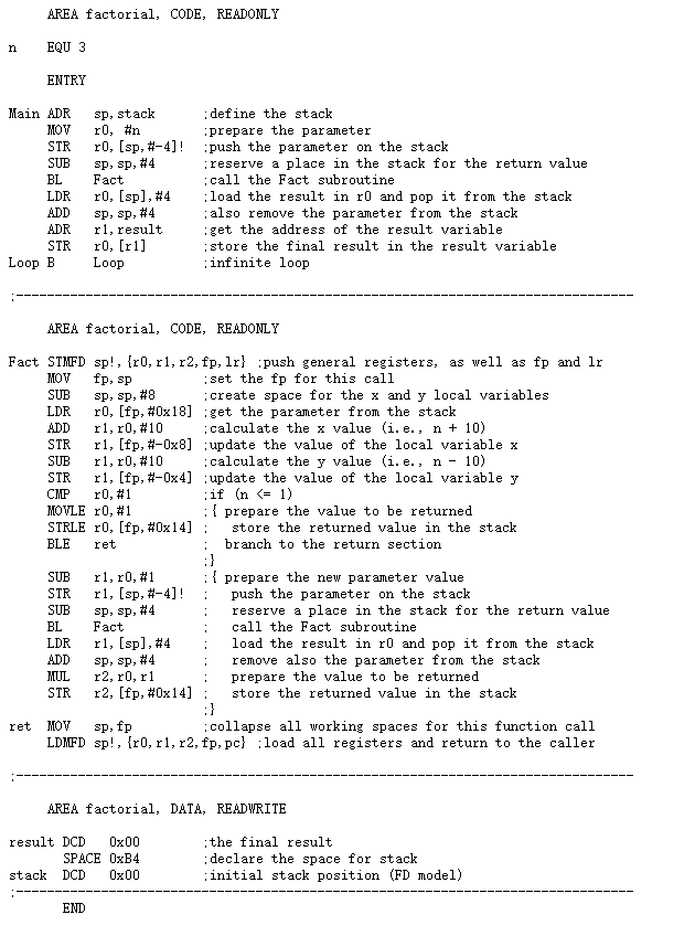 Solved AREA factorial, CODE, READONLY nEQU3 ENTRY Main ADR | Chegg.com
