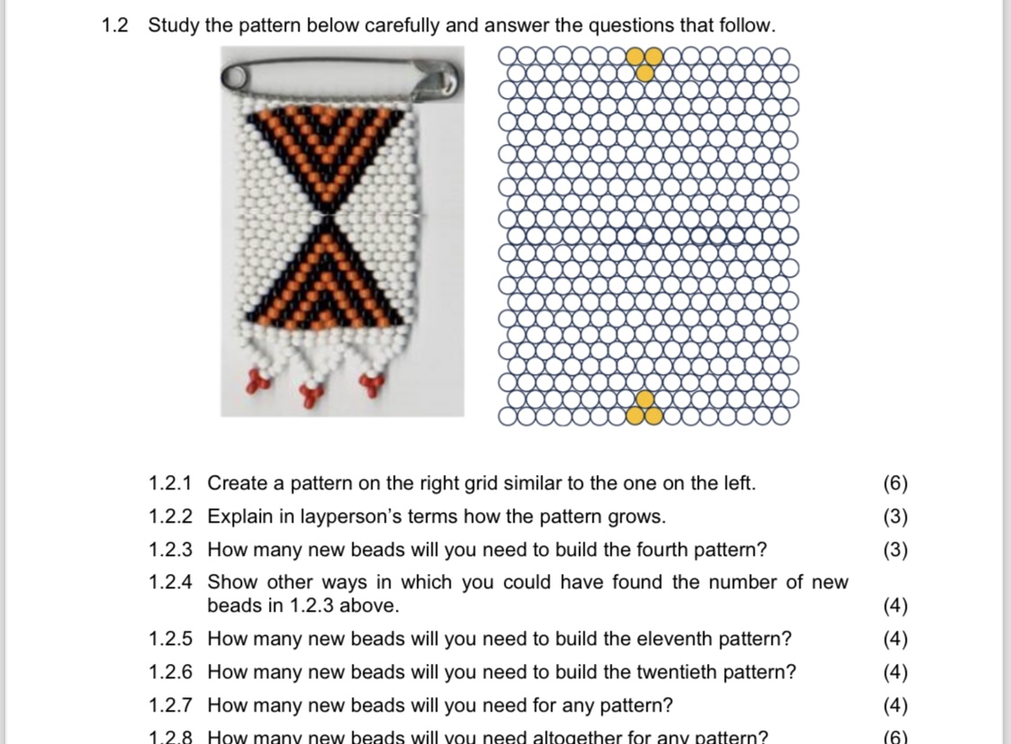Solved 1.2 ﻿Study the pattern below carefully and answer the | Chegg.com
