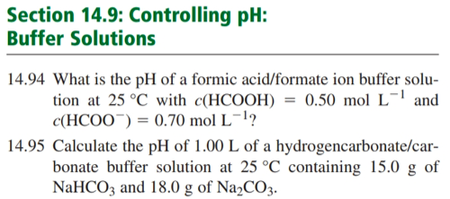 Solved Section 14.9: Controlling pH: Buffer Solutions 14.94 | Chegg.com