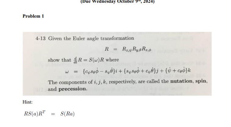 Solved ?h ,2024 R=Rz,ψRy,θRz,φshow that ddtR=S(ω)R | Chegg.com