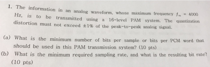 Solved 1. The information in an analog waveform, whose | Chegg.com