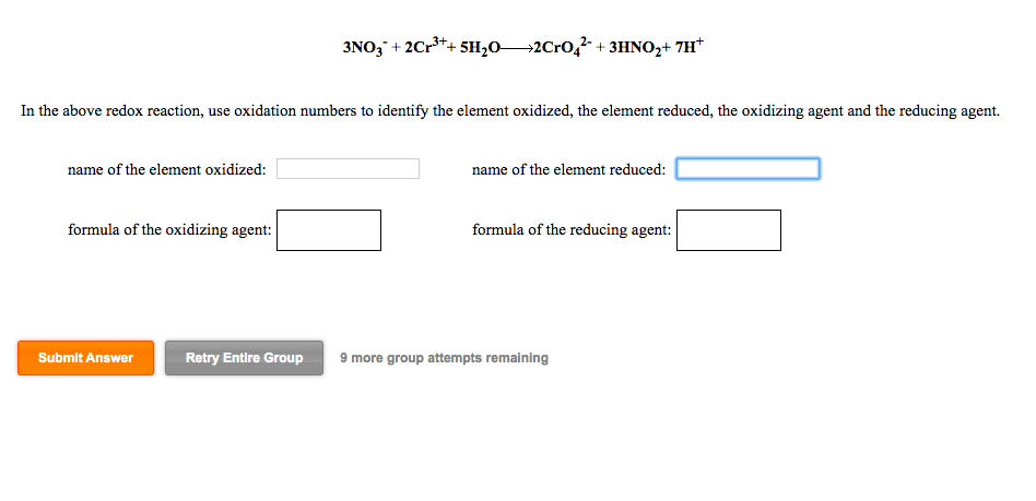 Solved 3NO," + 2Cr3++ 5H20% 2Cro 2- + 3HNO2+ 7H In the above | Chegg.com