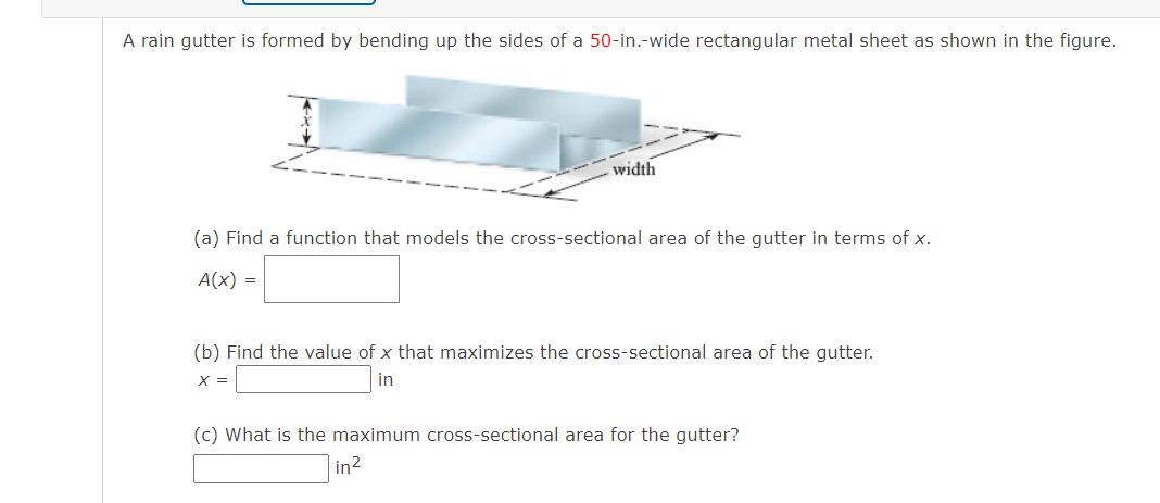Solved A rain gutter is formed by bending up the sides of a | Chegg.com