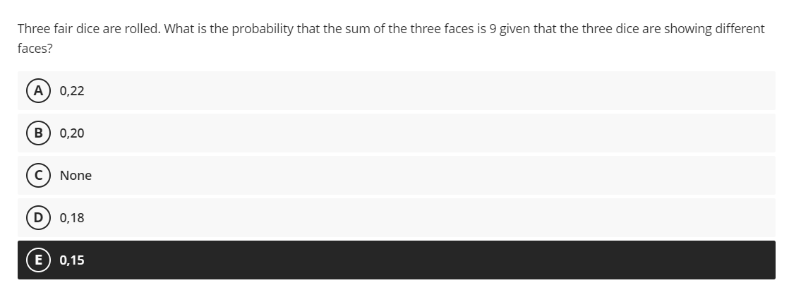 Solved Three fair dice are rolled. What is the probability | Chegg.com