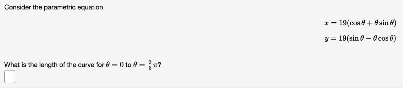 Solved Consider the parametric equation {:[x=19(cos | Chegg.com