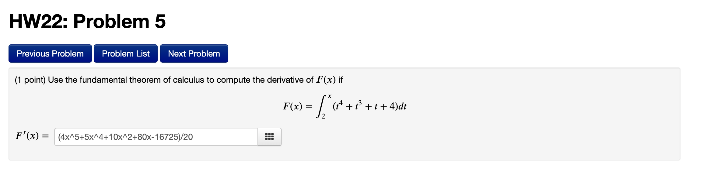 Solved HW22: Problem 5 Previous Problem Problem List Next | Chegg.com