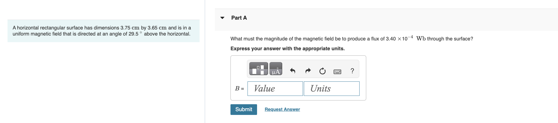 Solved A horizontal rectangular surface has dimensions 3.75 | Chegg.com