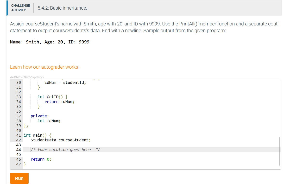 Solved Assign courseStudent's name with Smith, age with 20, | Chegg.com
