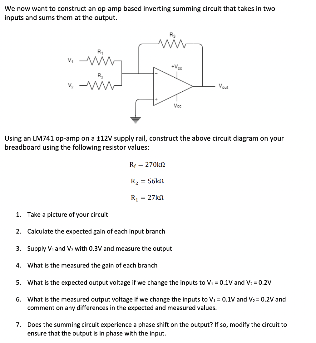 Solved Let's say you actually build the Summing circuit | Chegg.com