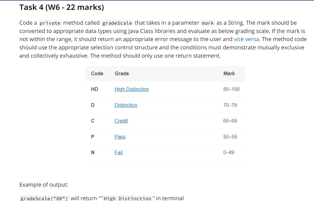 Solved Task 4 (W6 - 22 marks) Code a private method called | Chegg.com